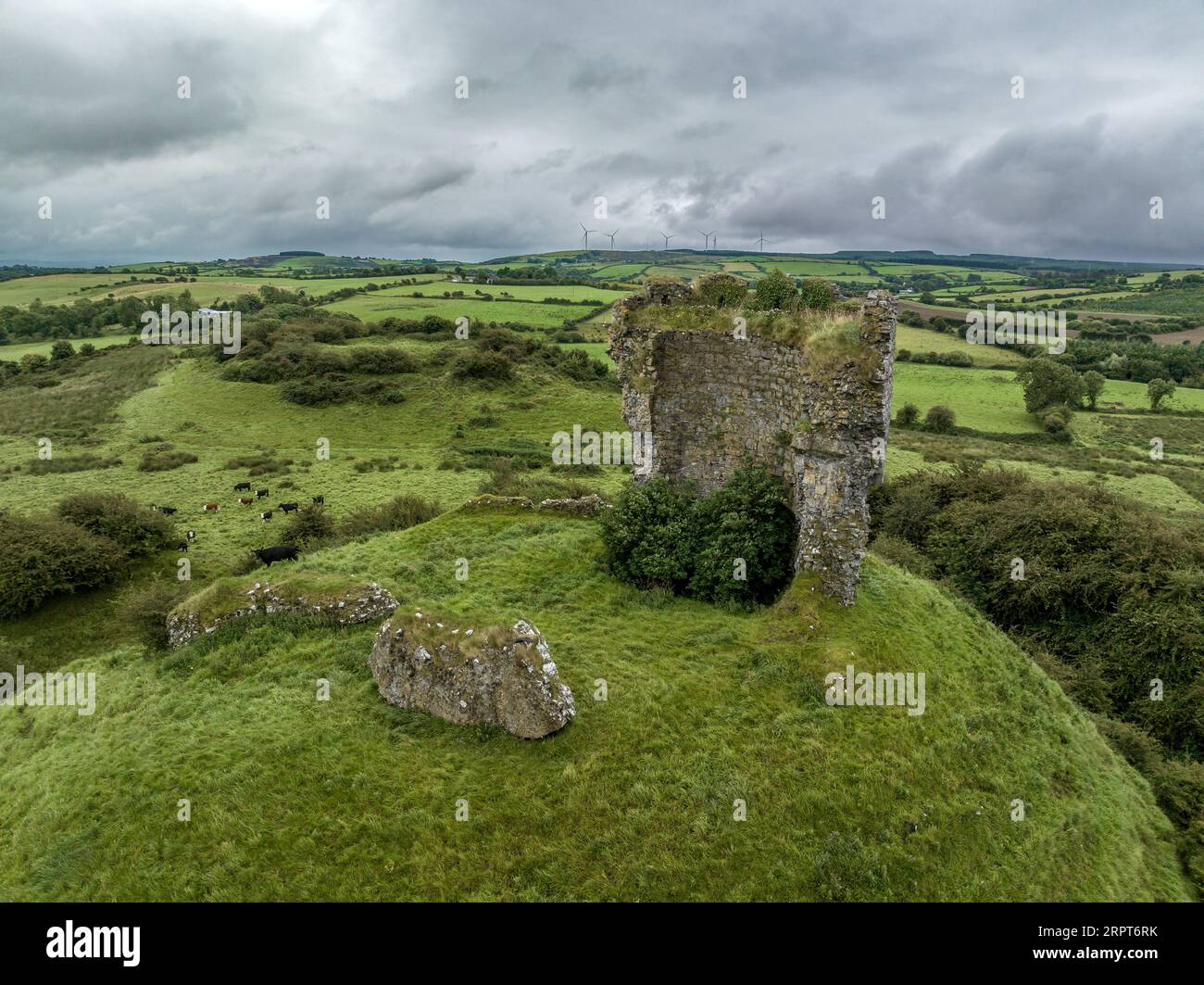 Aerial view ruins of Shanid castle in County Limerick important Anglo ...