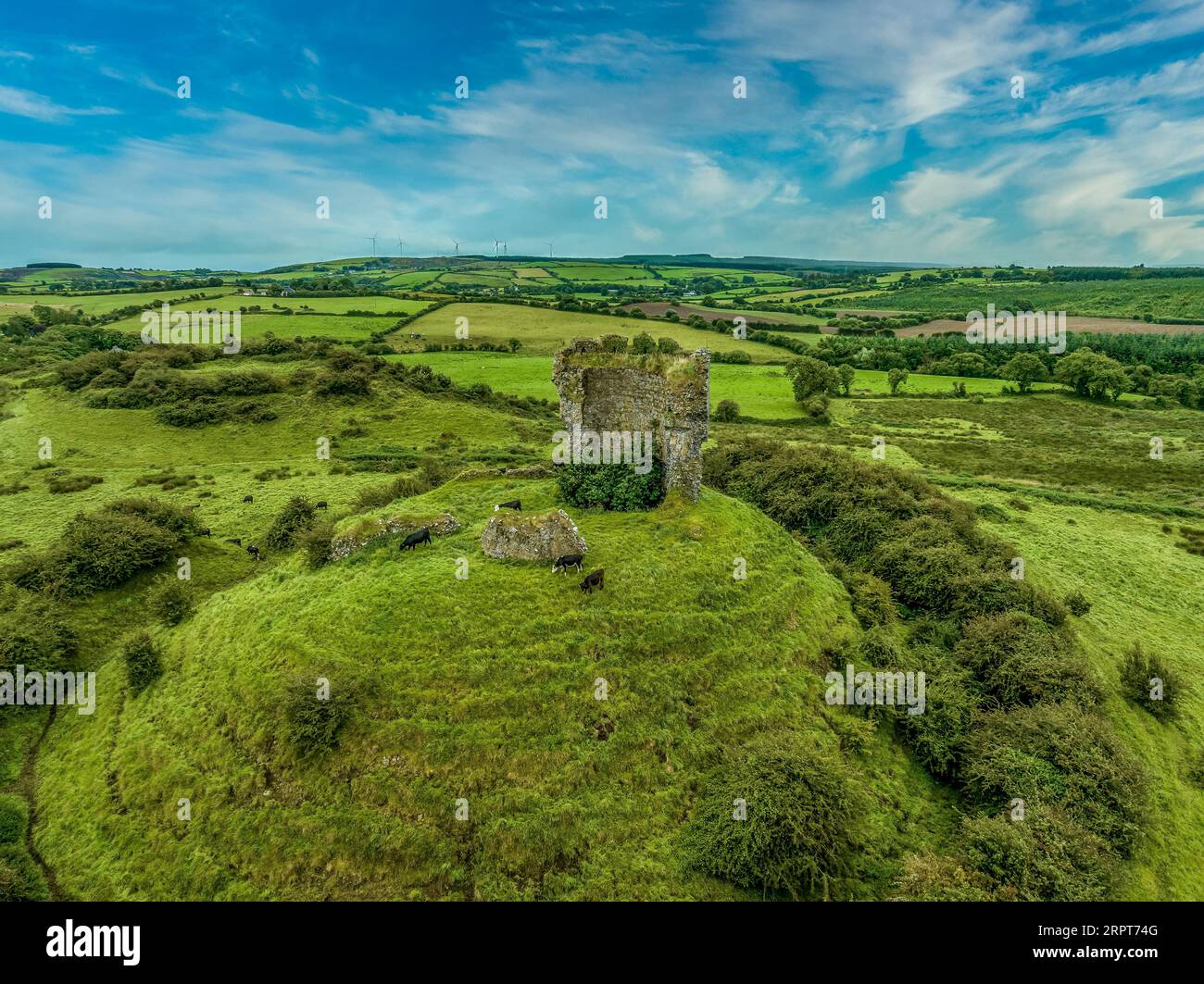 Aerial view ruins of Shanid castle in County Limerick important Anglo ...