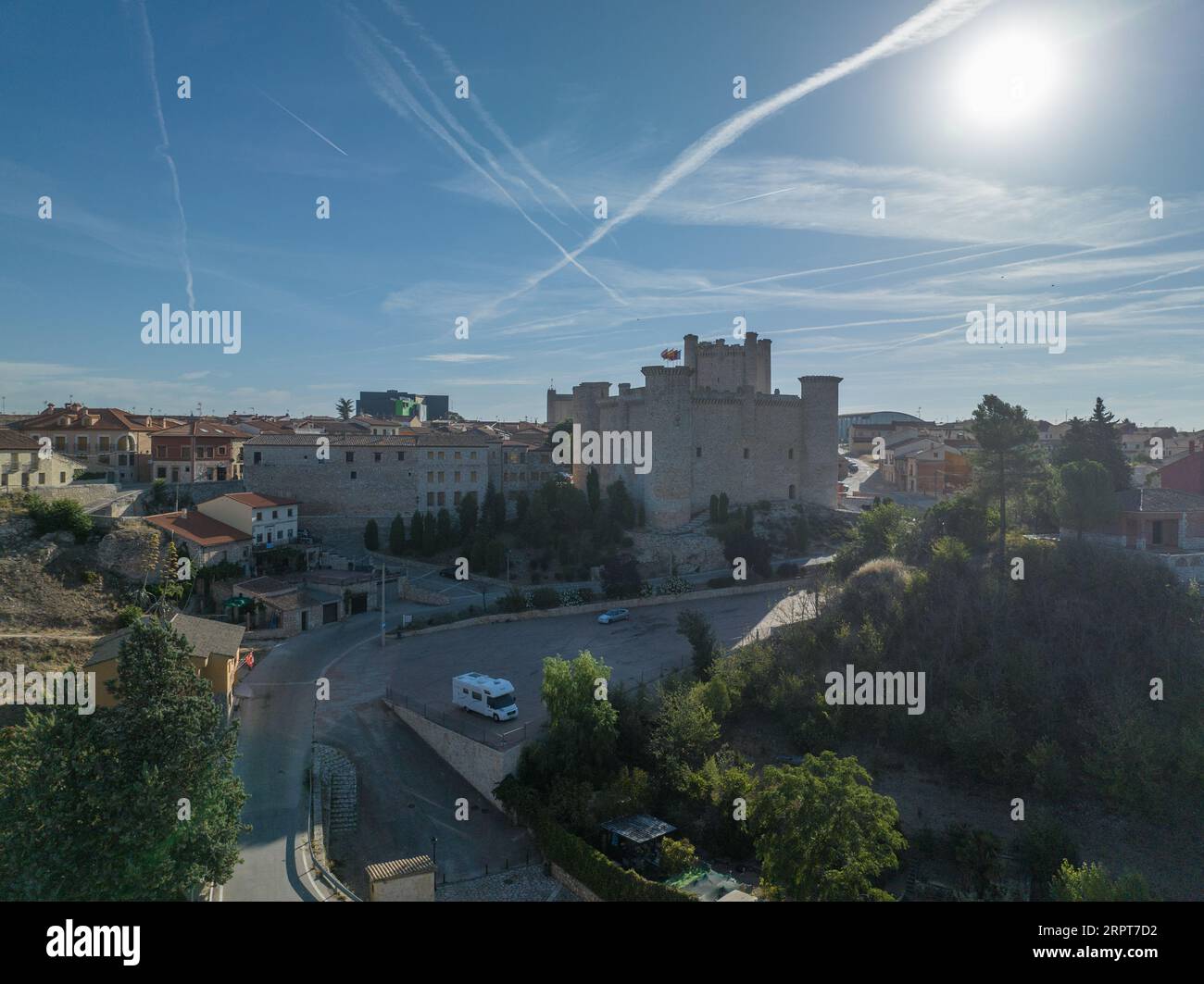 Aerial view of Torija medieval feudal castle in Guadalajara province ...