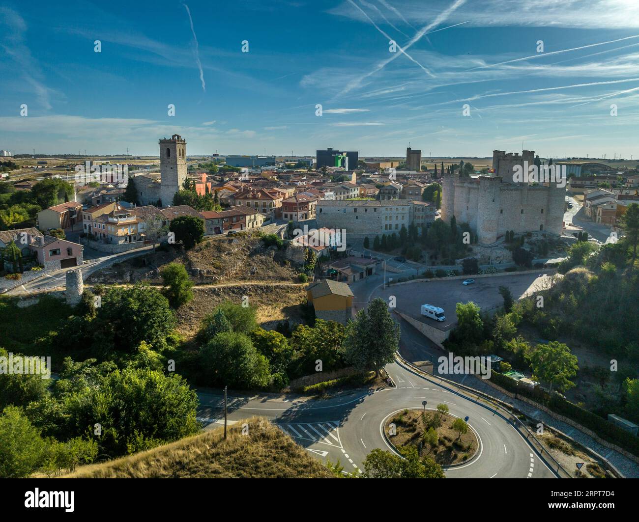 Aerial view of Torija medieval feudal castle in Guadalajara province ...