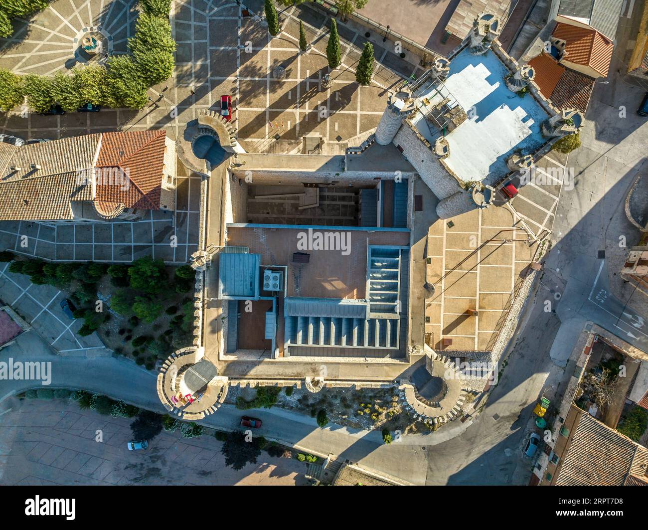 Aerial view of Torija medieval feudal castle in Guadalajara province ...