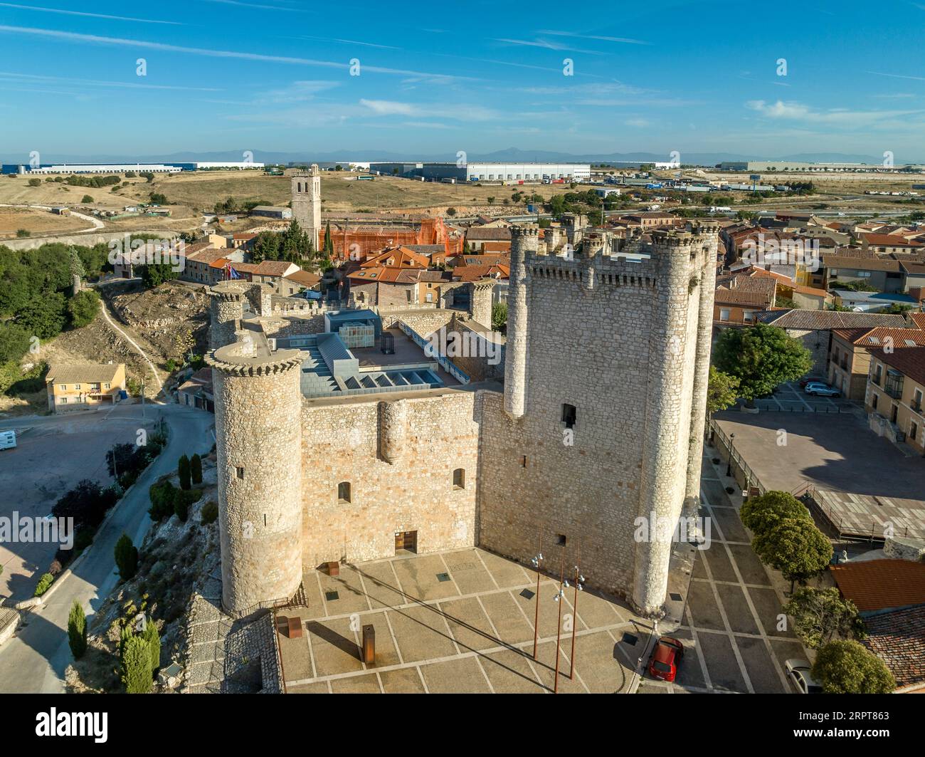 Aerial view of Torija medieval feudal castle in Guadalajara province ...