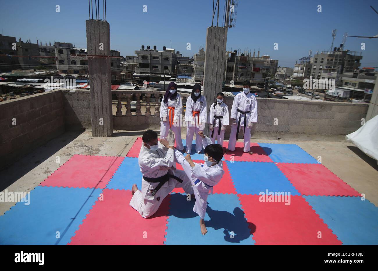 200412 -- PALESTINE, April 12, 2020 -- Palestinian Karate instructor ...