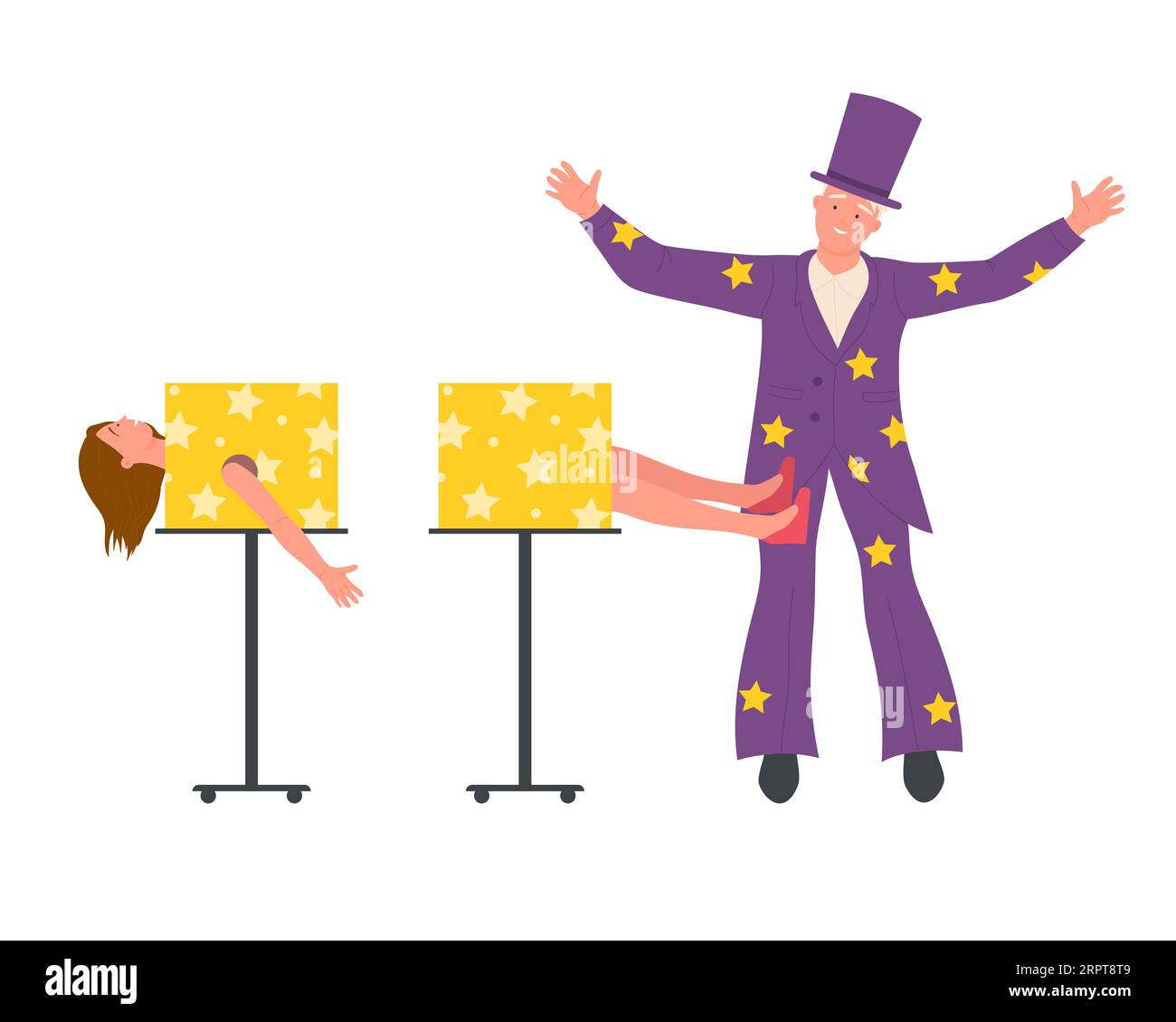 Woman cut half magic Stock Vector Images - Alamy