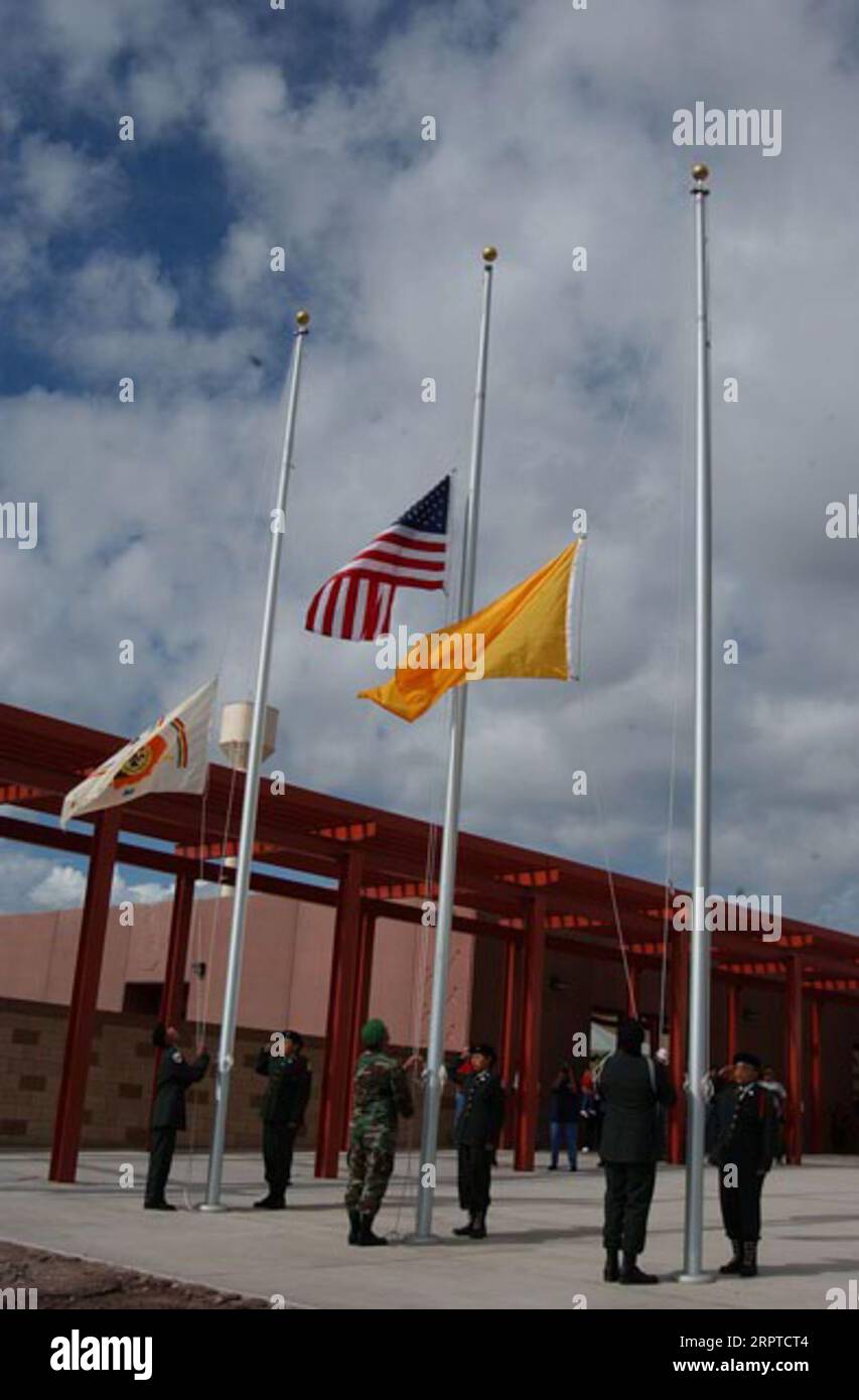 Flag ceremony, part of the dedication activities at the newly opened ...
