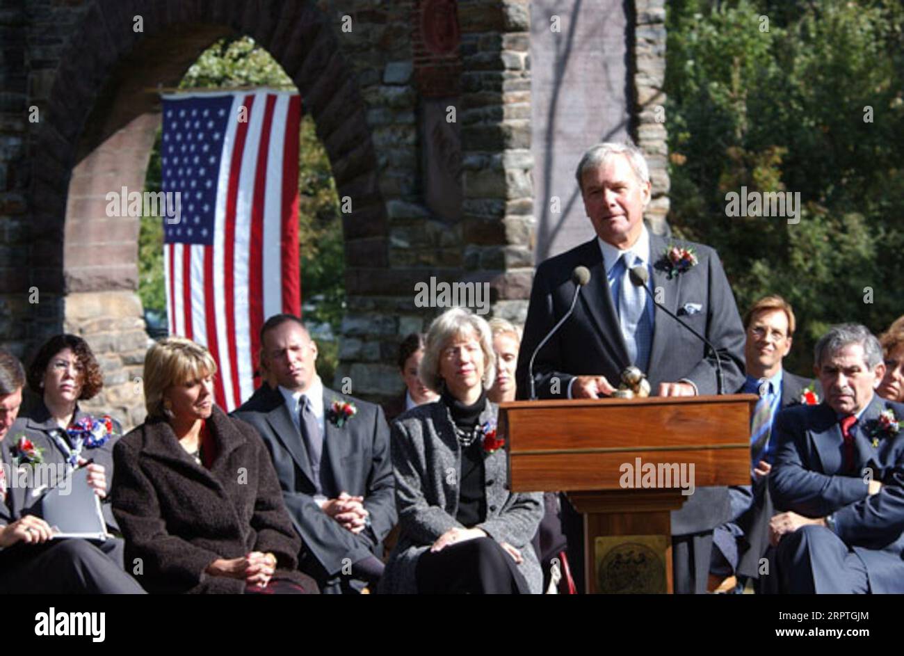 Television news anchor Tom Brokaw speaking at ceremonies at the War ...