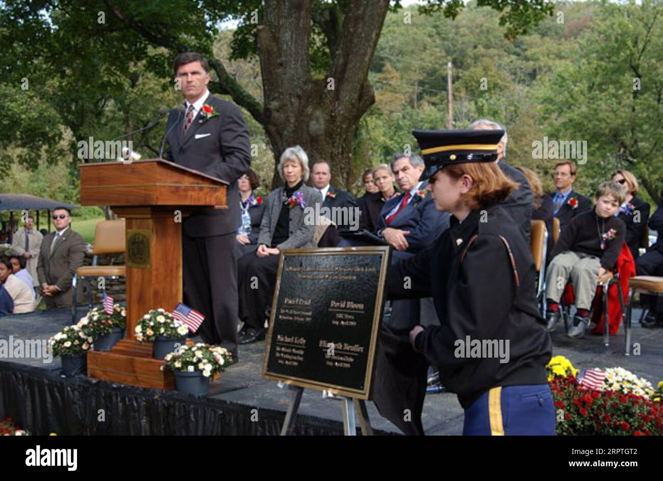 Maryland Governor Bob Ehrlich at podium, with Interior Secretary Gale ...