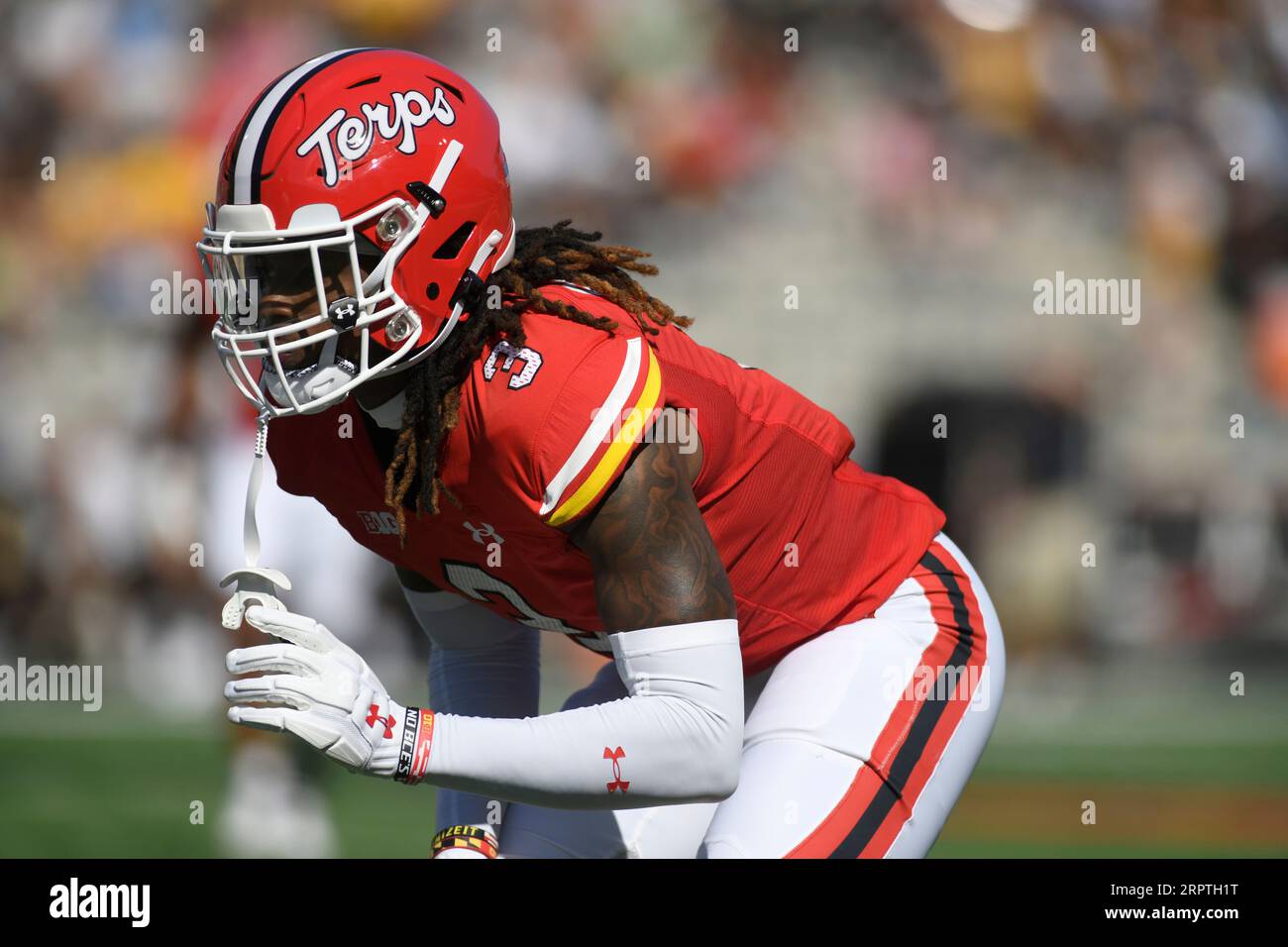Maryland defensive back Ja'Quan Sheppard lines up against Towson in an ...