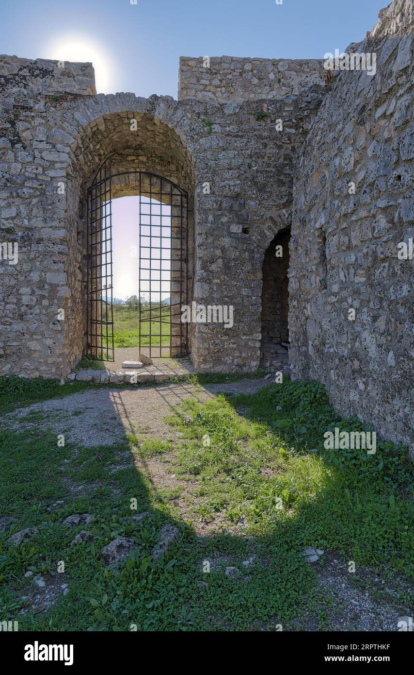 Entrance Gates of Venetian Triangular Castle, Butrint Stock Photo - Alamy