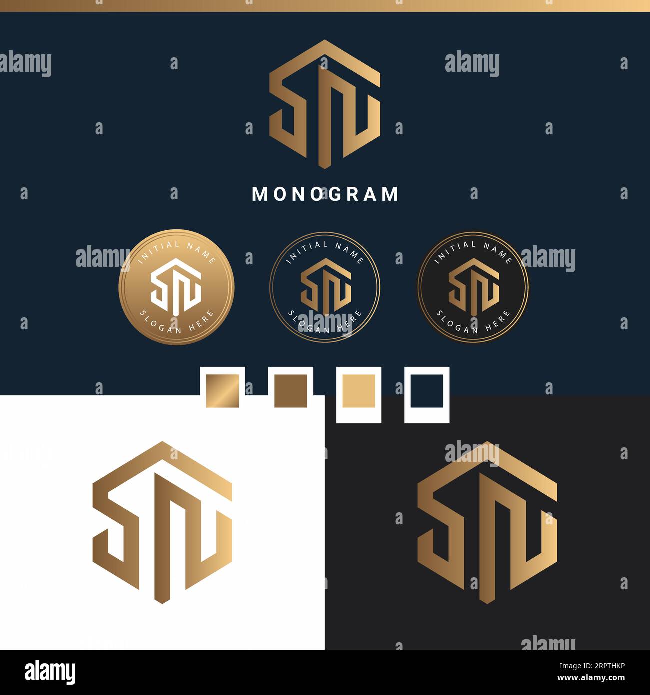 Luxury Initial SN or NS Monogram Text Letter Logo Design Stock Vector ...