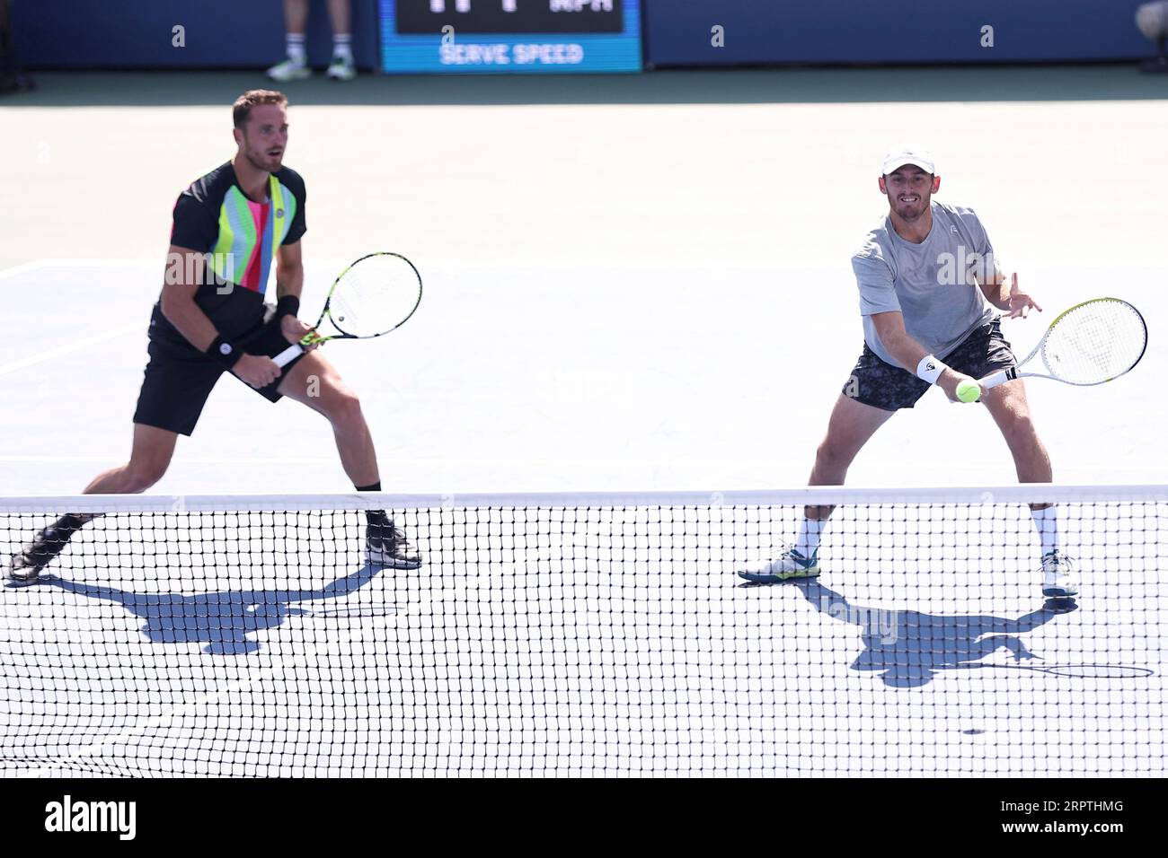 Robert Galloway in action during a men's doubles quarterfinal match ...
