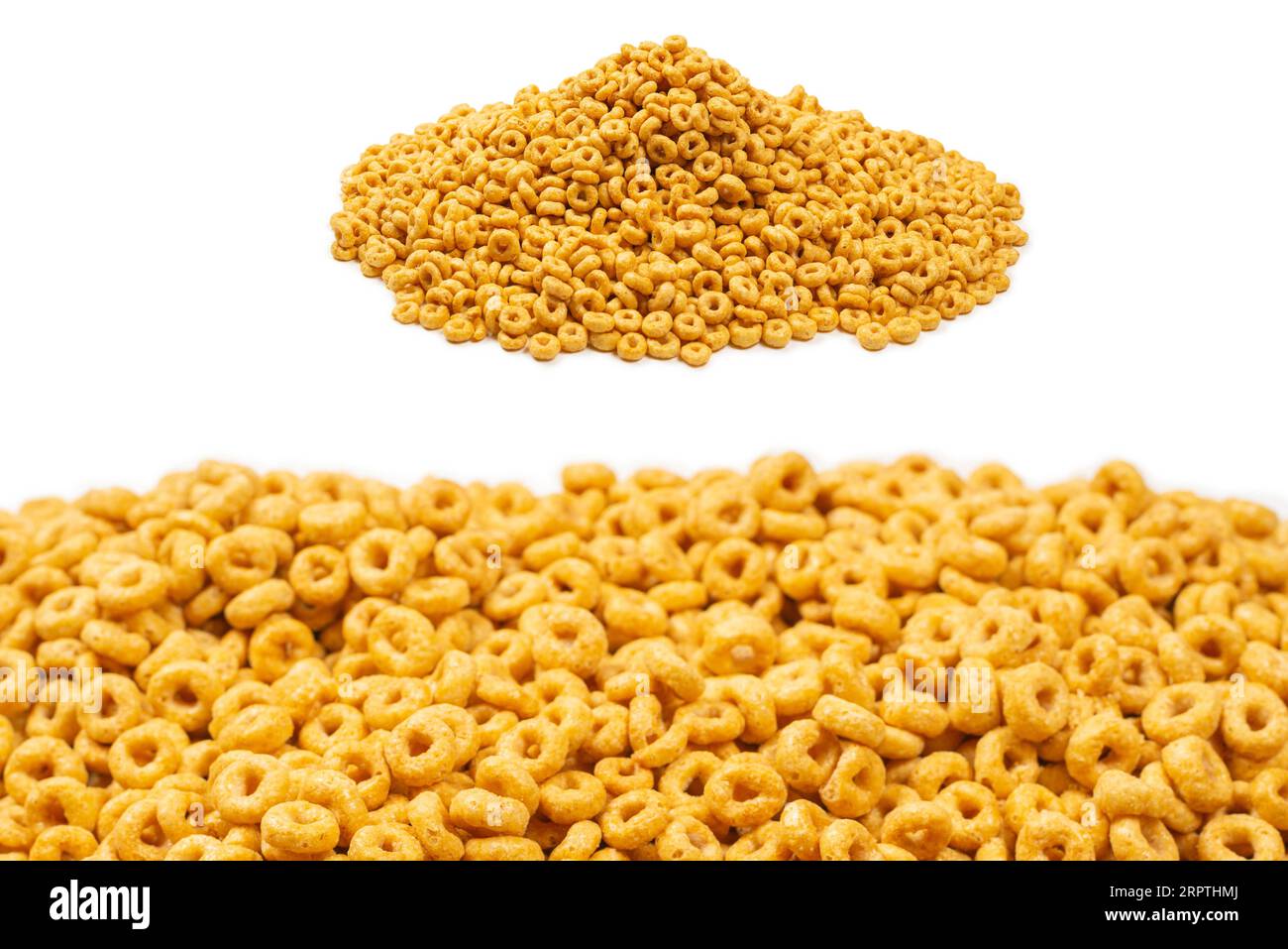 Corn-flakes background and texture. Top view. Honey rings cereal box ...