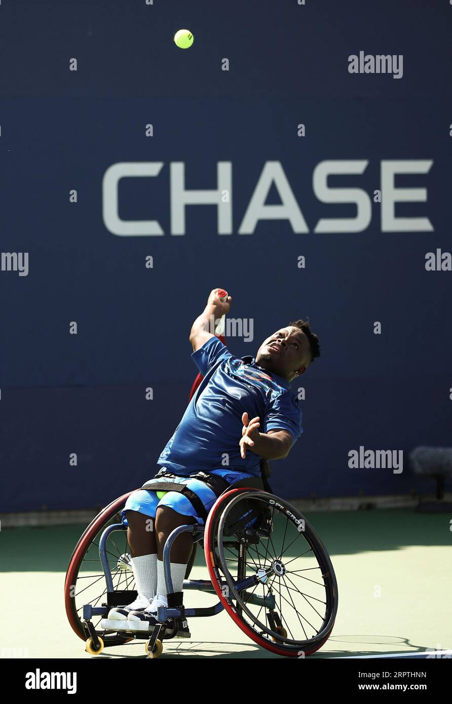 Donald Ramphadi in action during a wheelchair quad singles match at the ...