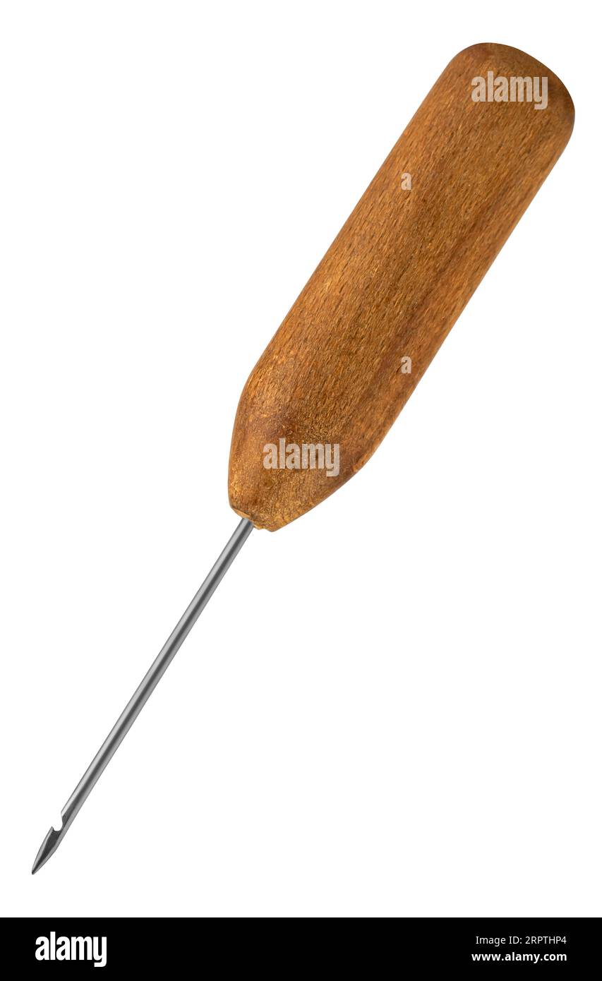 awl-hook, for stitching shoes on white background in insulation Stock ...