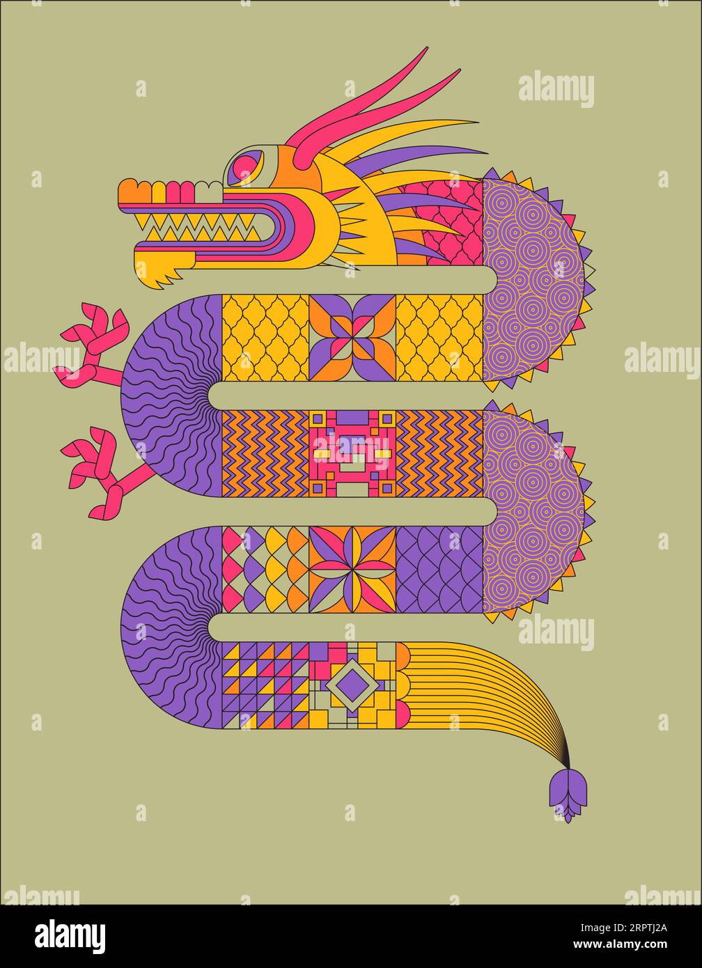 Color geometric chinese dragon. Modern shape design. Zodiac sign Stock ...