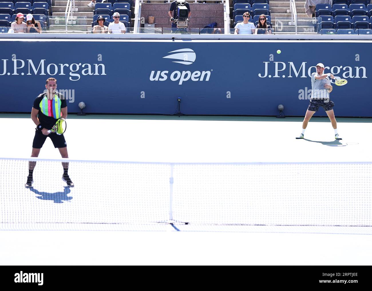 Robert Galloway in action during a men's doubles quarterfinal match ...