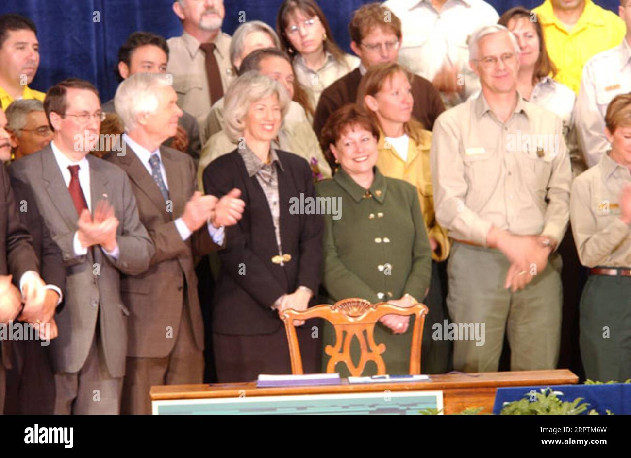 California Congressman Richard Pombo, part of face showing at front far ...