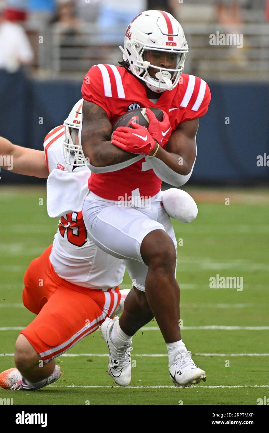 Mississippi running back Quinshon Judkins (4) runs the ball during the ...