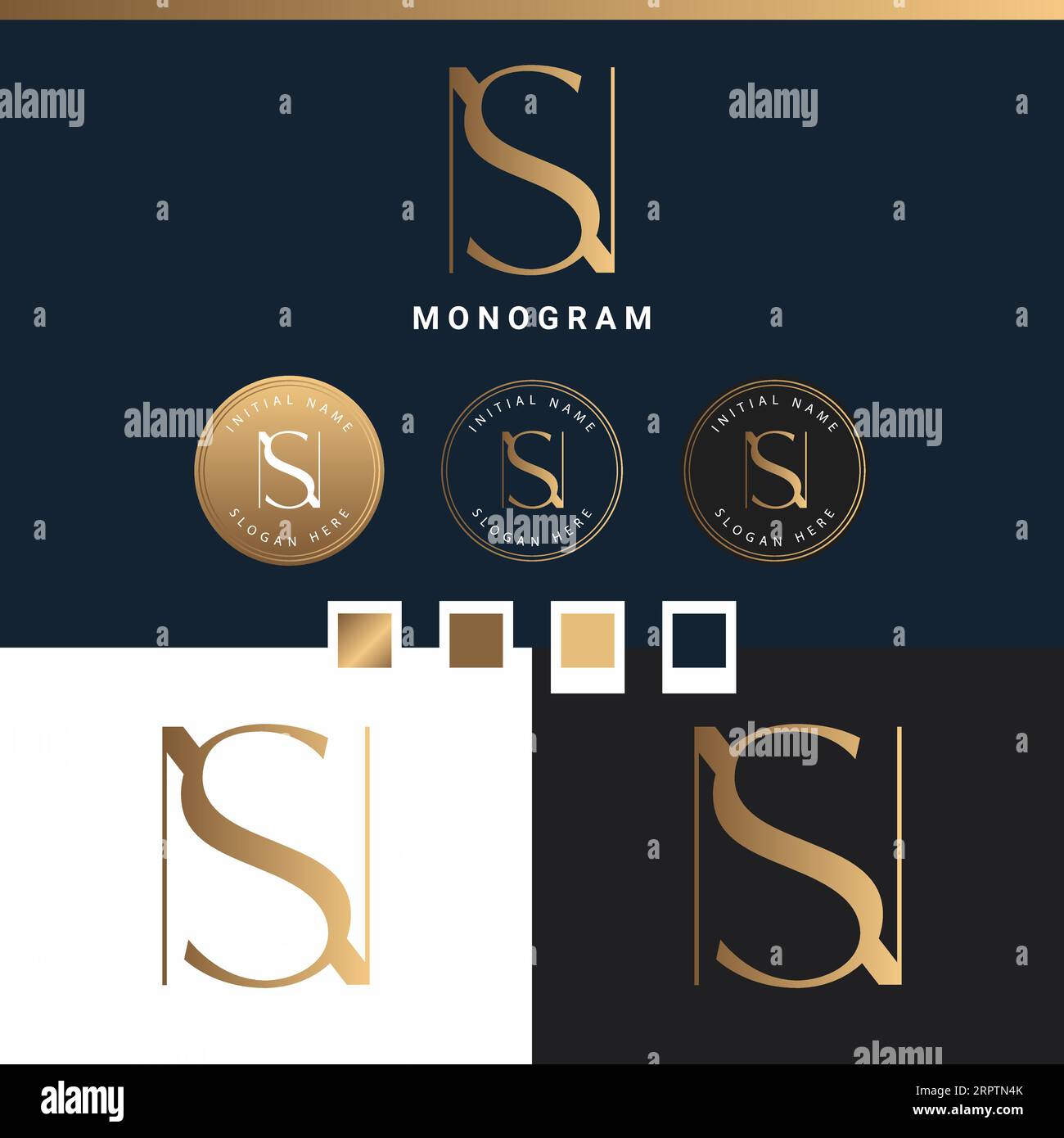Luxury Initial SN or NS Monogram Text Letter Logo Design Stock Vector ...