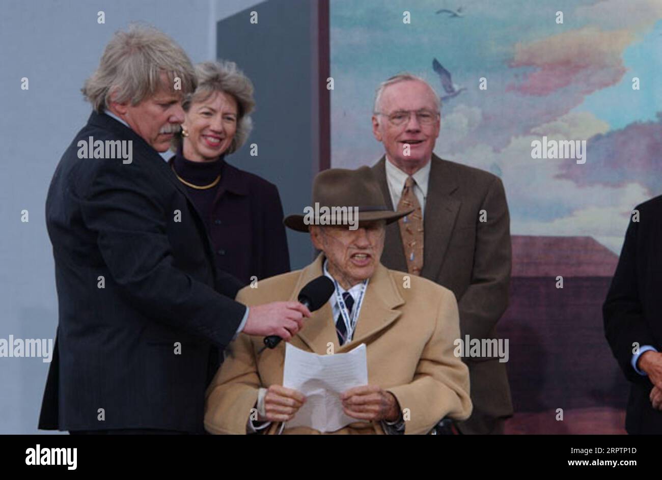 First Flight Society President Rex Peters and aviation pioneer Harry ...
