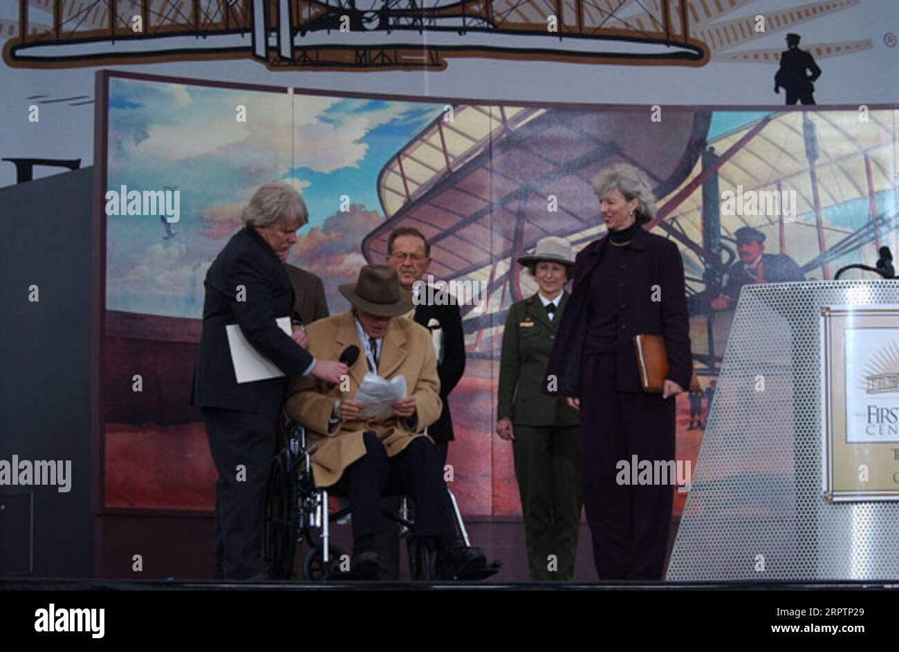 First Flight Society's Rex Peters, aviation pioneer Harry Combs, and ...