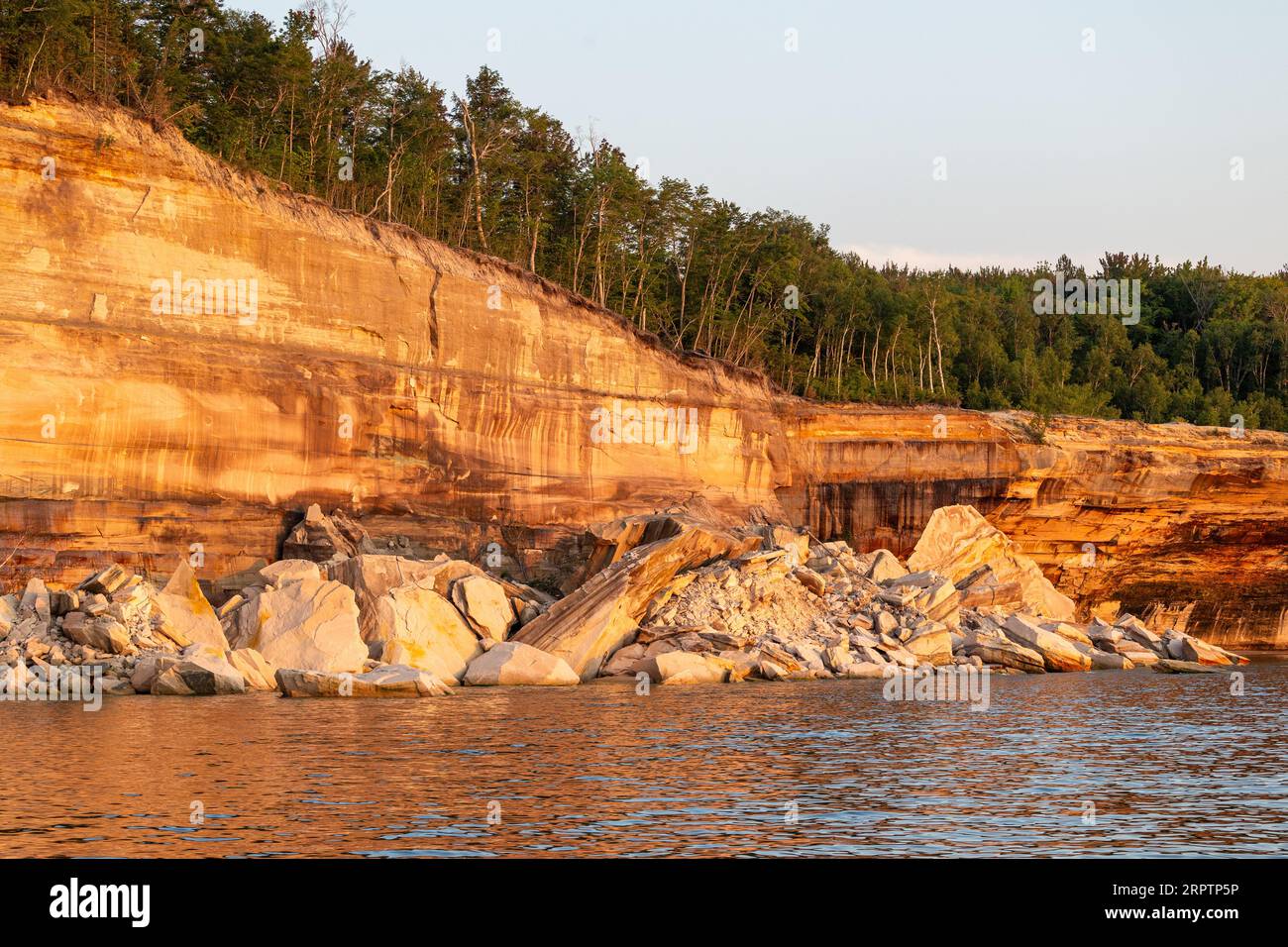 Rocks that have fallen from Pictured Rocks National Lakeshore Stock ...