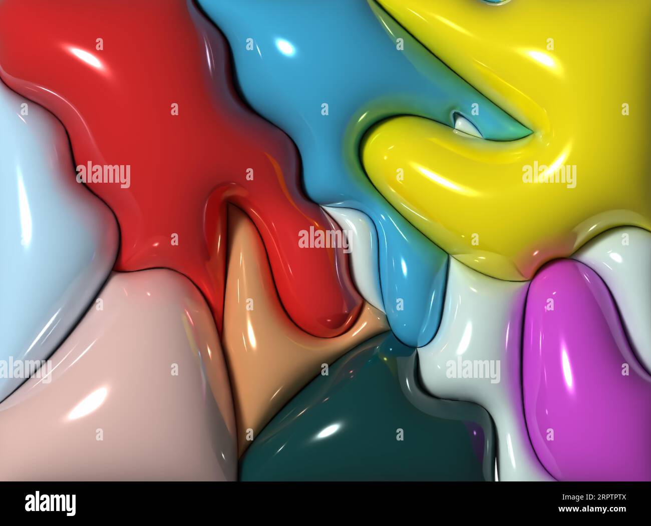 Abstract background with various inflated figures, 3D rendering illustration Stock Photo - Alamy