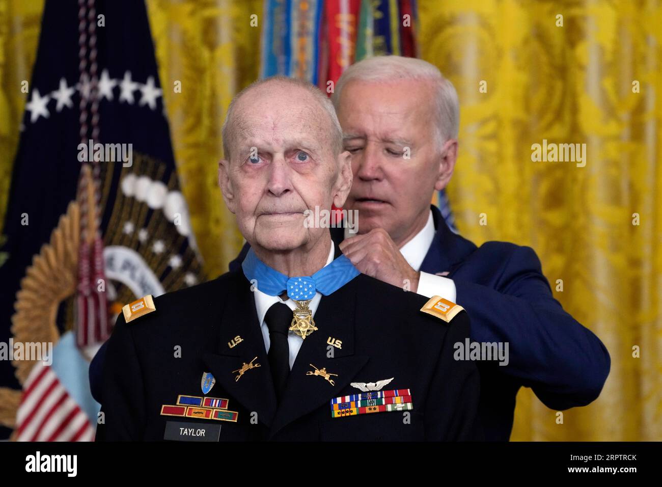 President Joe Biden awards the Medal of Honor to Capt. Larry Taylor, an ...