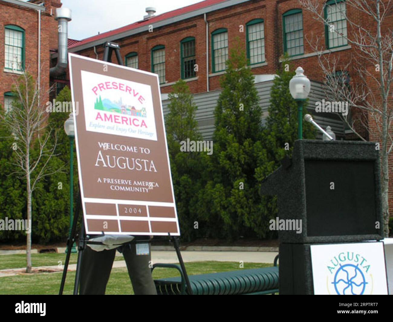 Sign at ceremony at the Augusta Canal National Heritage Area, Augusta ...