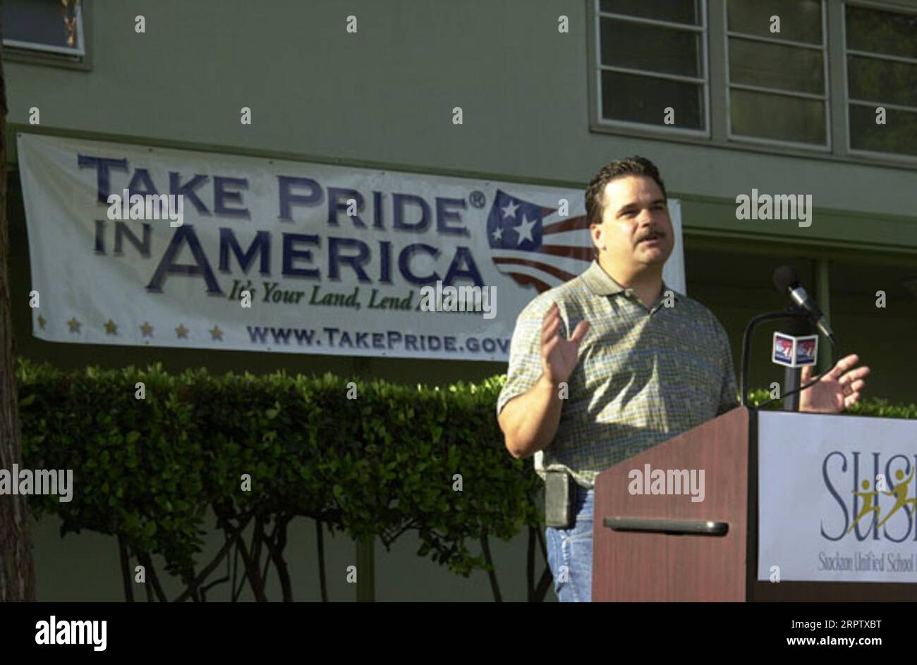 California Congressman Richard Pombo speaking during Take Pride in ...