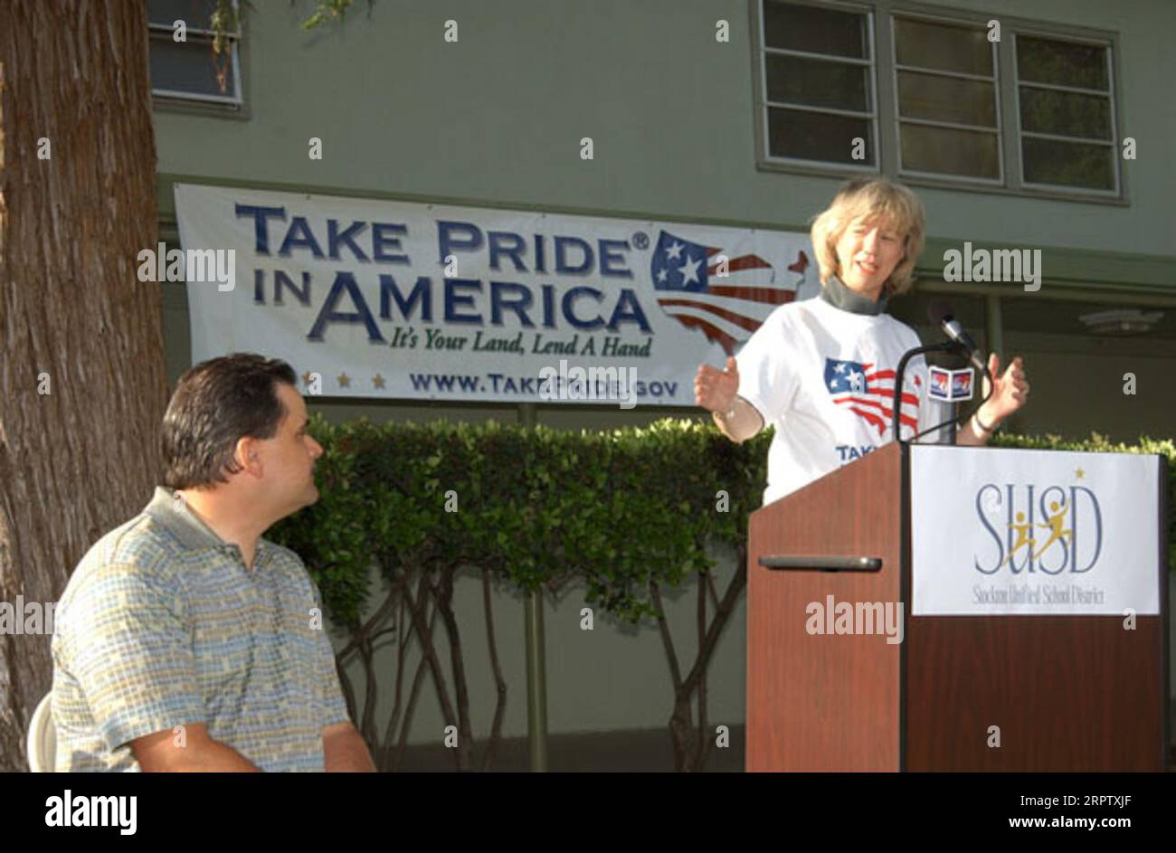 Secretary Gale Norton speaking, with California Congressman Richard ...