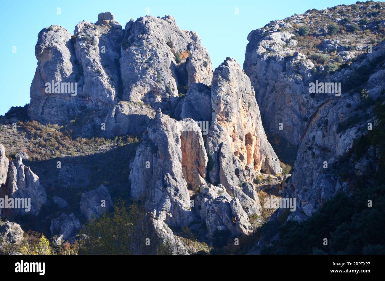 Karst mountains in the Sierra del Moncayo massif, north-eastern Spain ...