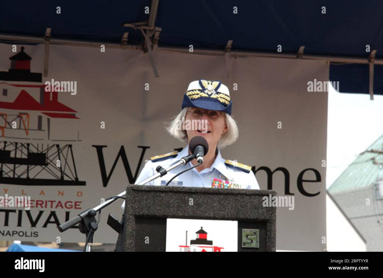 Rear Admiral Sally Brice-O'Hara, Commander of the 5th District U.S. Coast Guard, speaking at ...