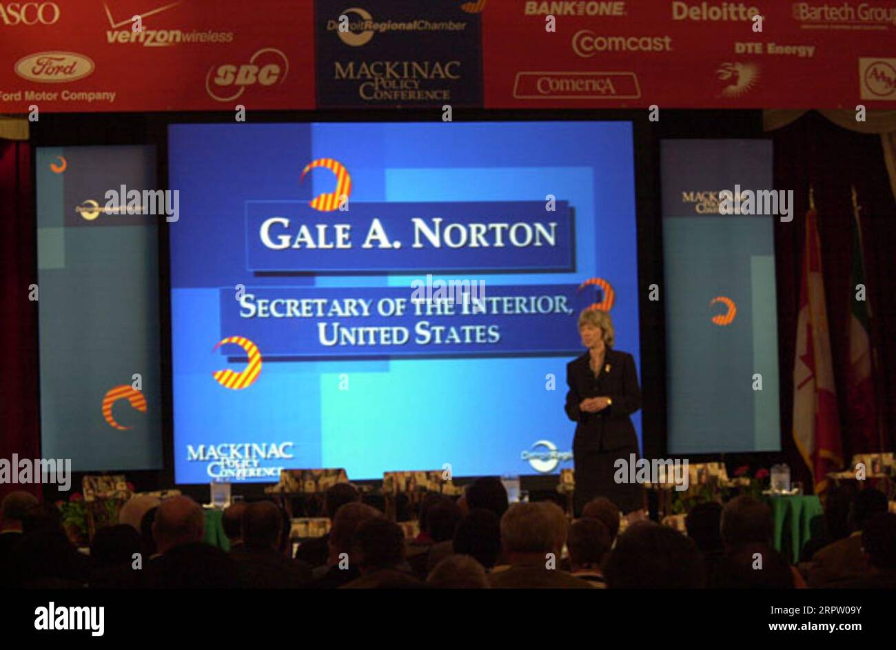 Secretary Gale Norton speaking on national energy issues at the Detroit ...