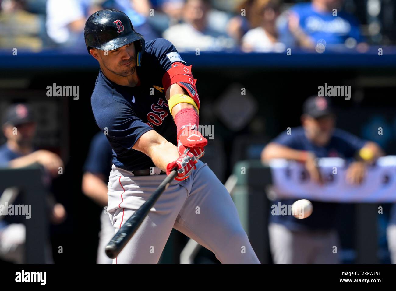 Boston Red Sox' Adam Duvall at bat against the Kansas City Royals ...