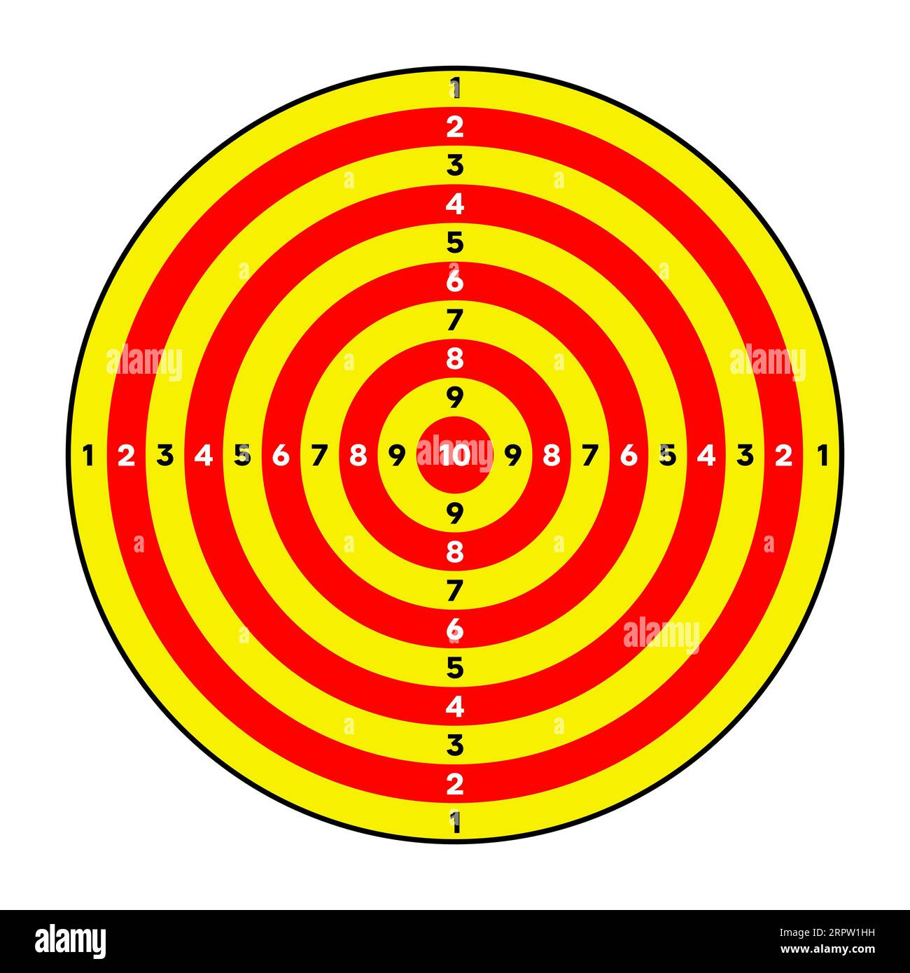 Shooting range paper target with divisions, marks and numbers. Archery ...