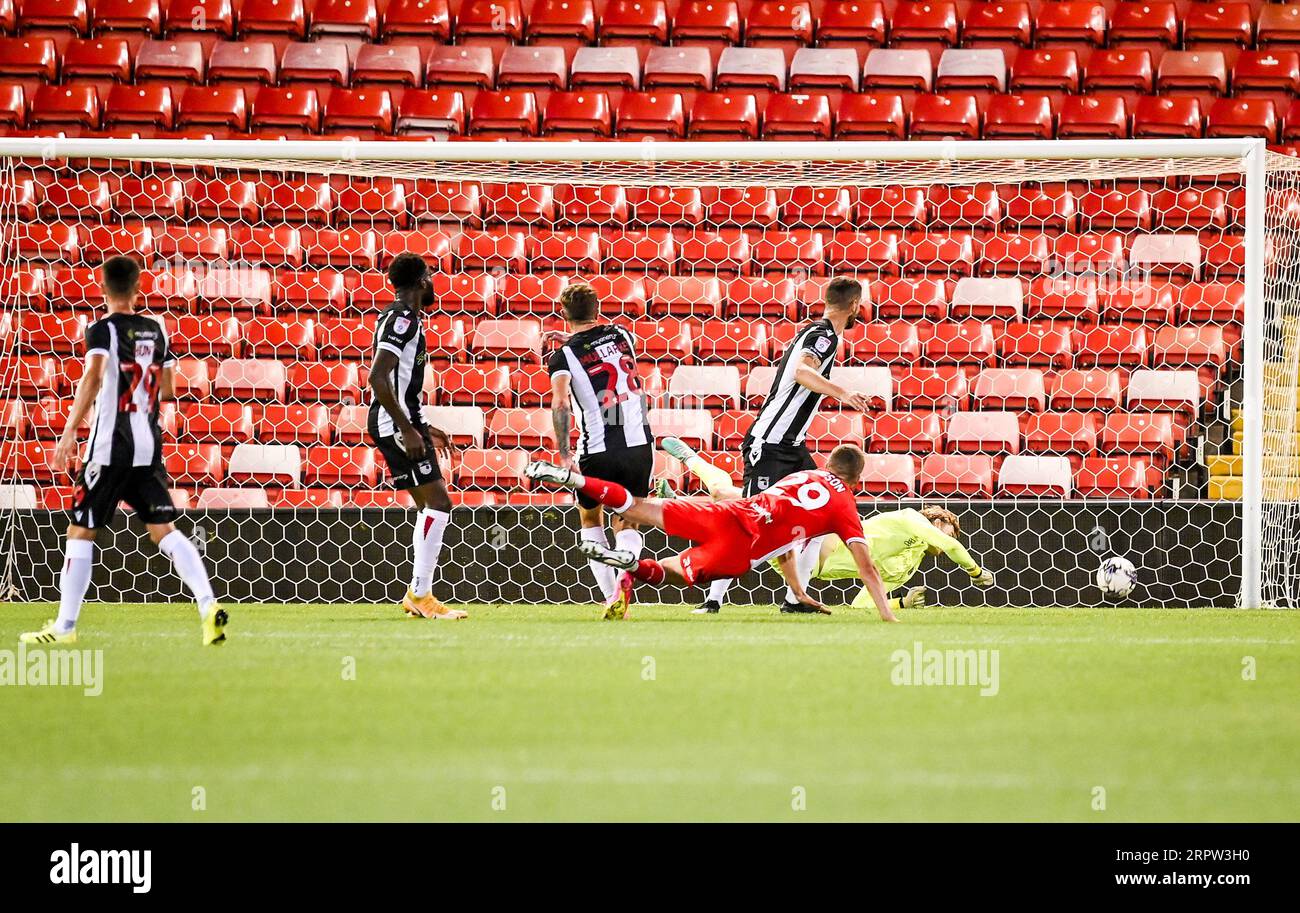 Barnsley, UK, 5th September, 2023. Barnsley score during the EFL Trophy ...