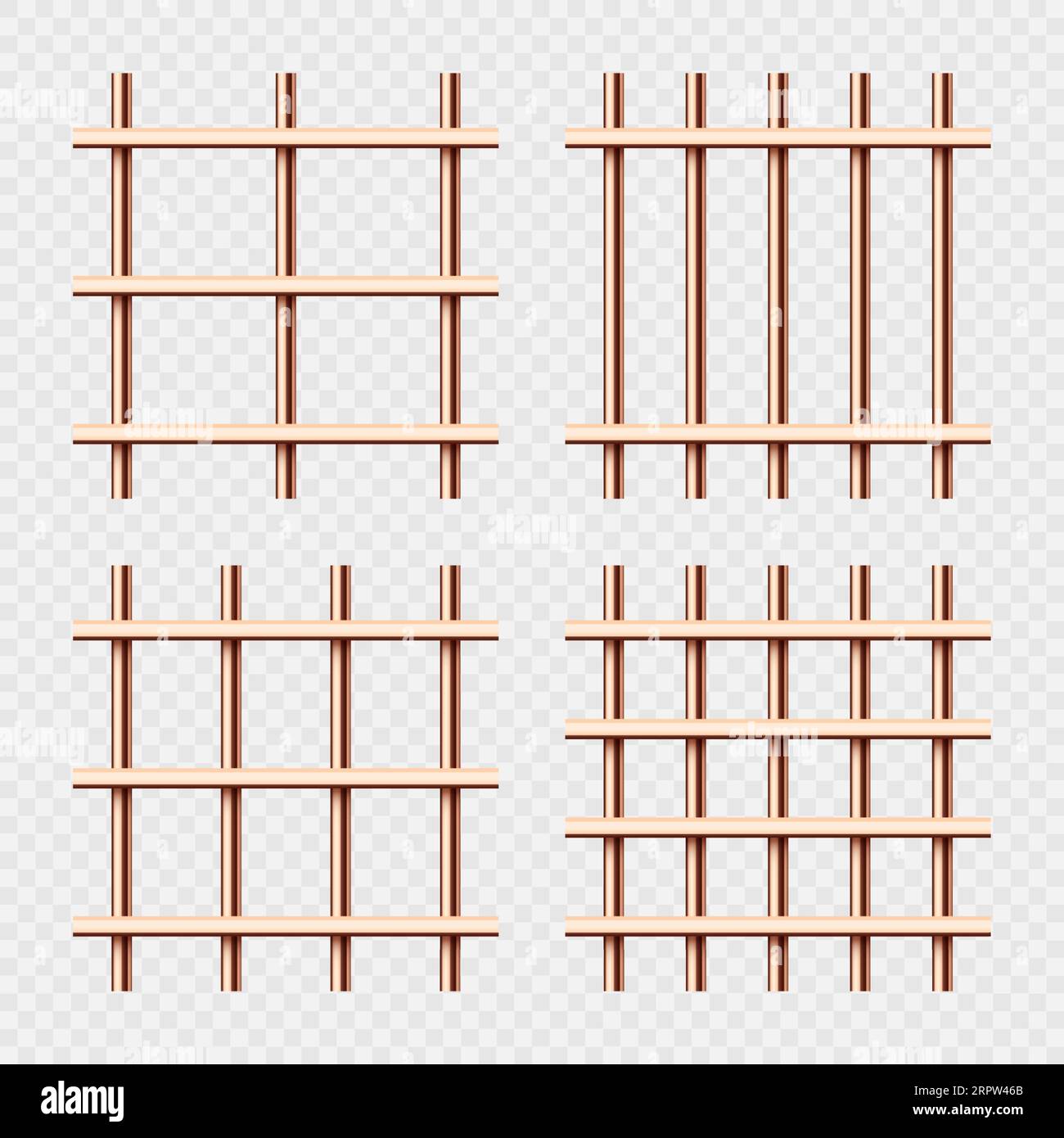 Various shiny metal prison bars collection. Realistic detailed jail ...