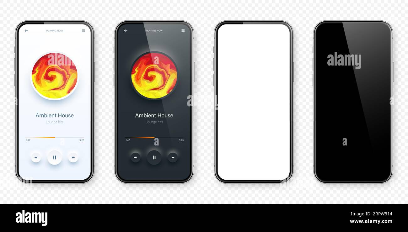 Online audio player user interface, smartphone app UI design. Music, media streaming and ...