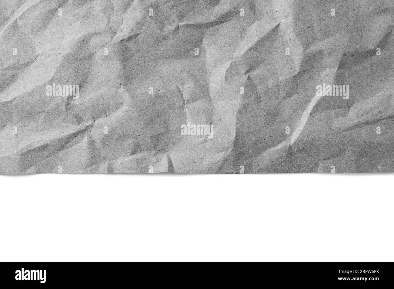 Recycled crumpled gray paper texture with edge, border isolated on ...