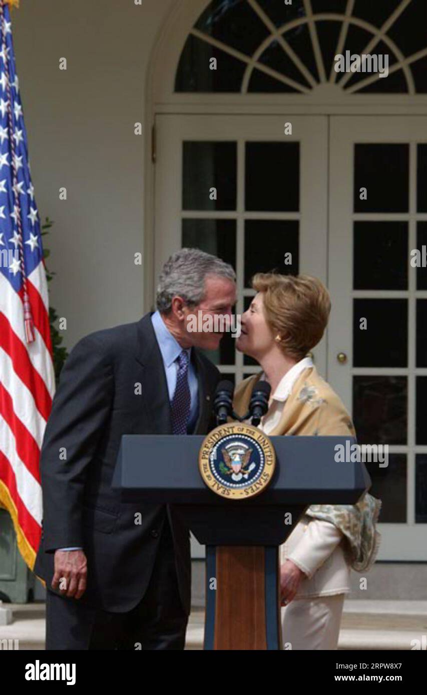President George Bush, First Lady Laura Bush at Preserve America ...