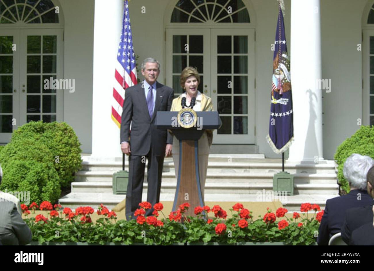 President George Bush, First Lady Laura Bush at Preserve America ...