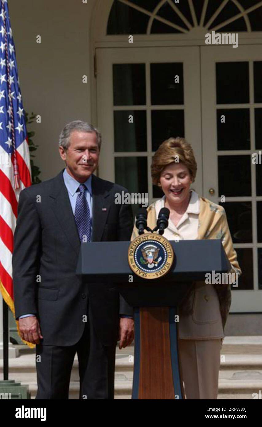 President George Bush, First Lady Laura Bush at Preserve America ...