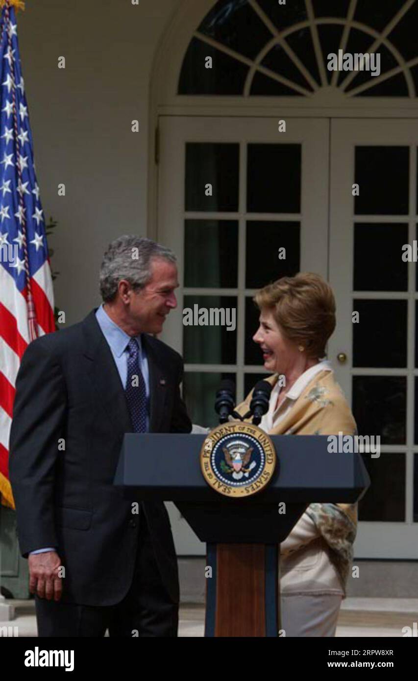 President George Bush, First Lady Laura Bush at Preserve America ...