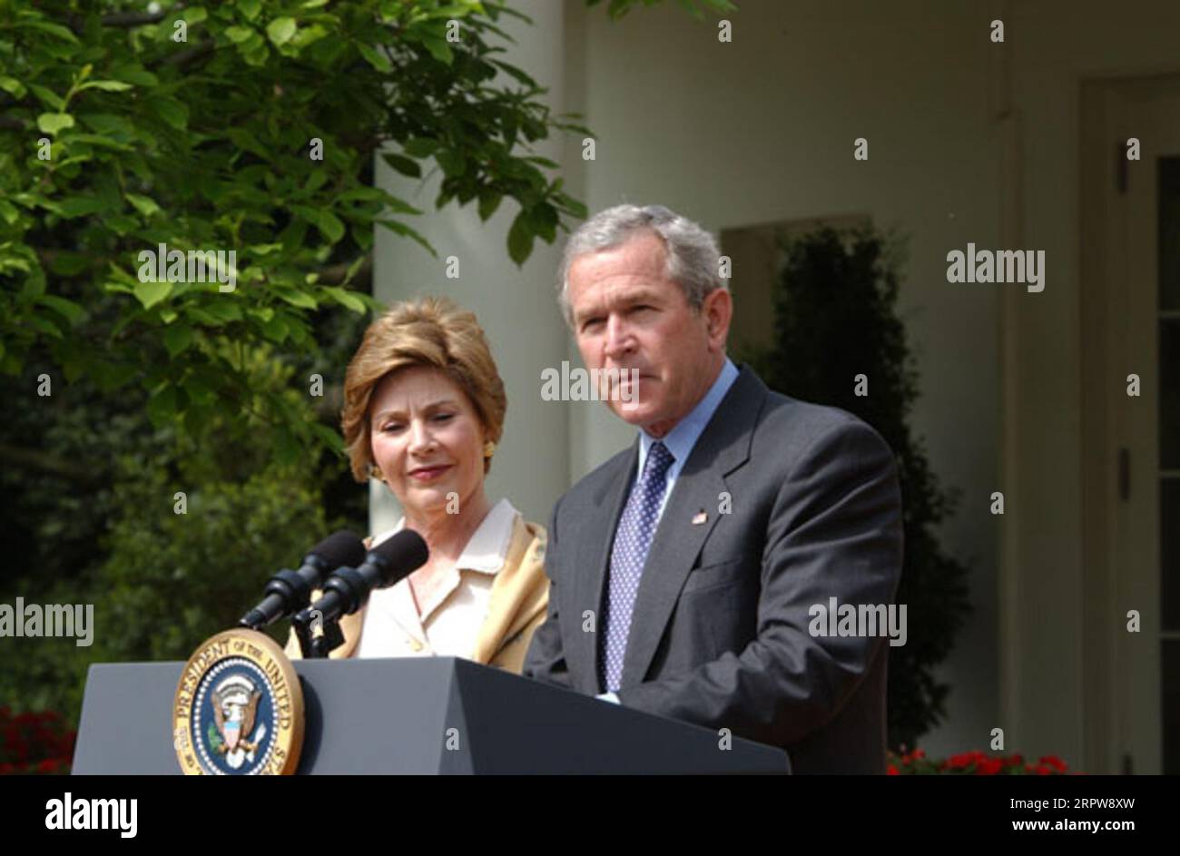 President George Bush, First Lady Laura Bush at Preserve America ...