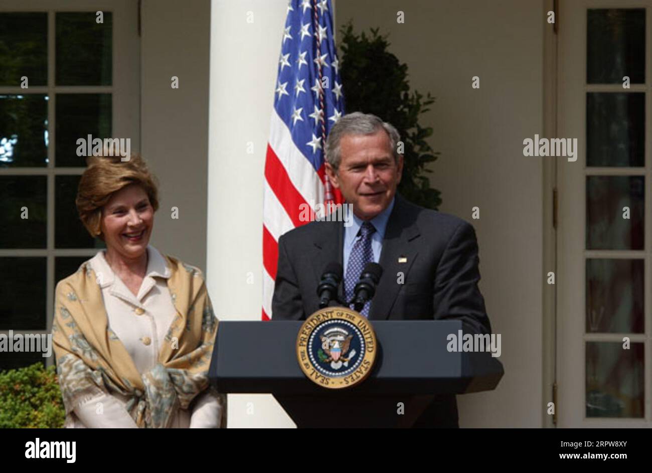 President George Bush, First Lady Laura Bush at Preserve America ...