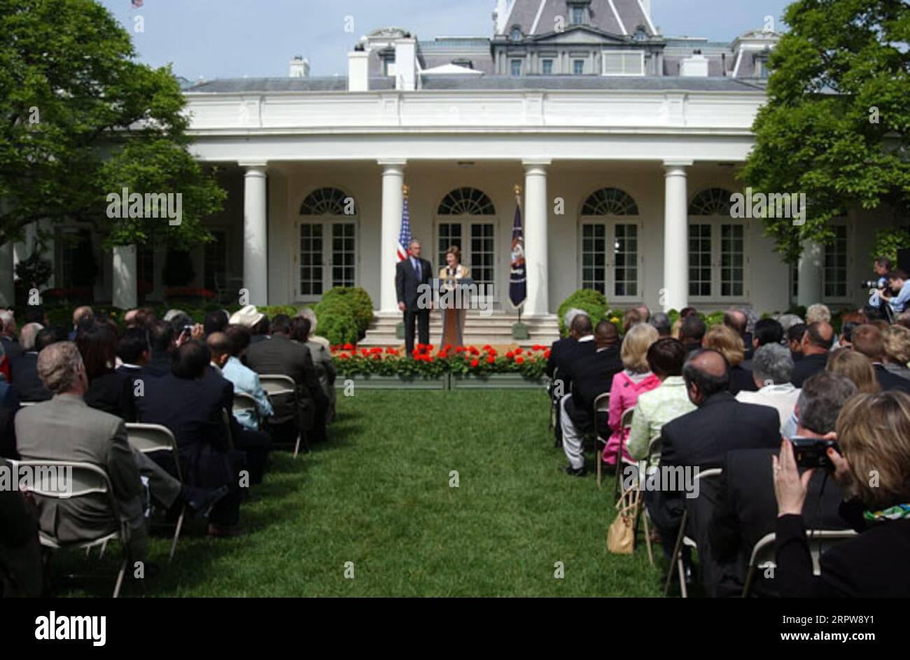 President George Bush, First Lady Laura Bush at Preserve America ...