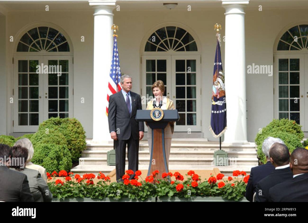 President George Bush, First Lady Laura Bush at Preserve America ...