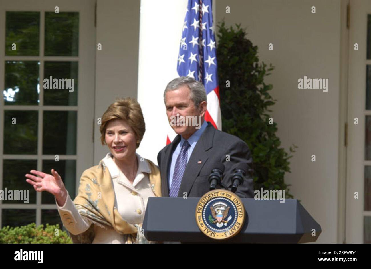 President George Bush, First Lady Laura Bush at Preserve America ...