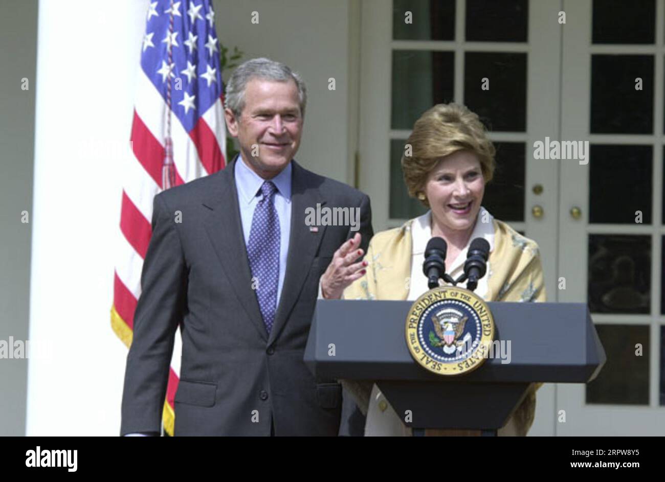 President George Bush, First Lady Laura Bush at Preserve America ...